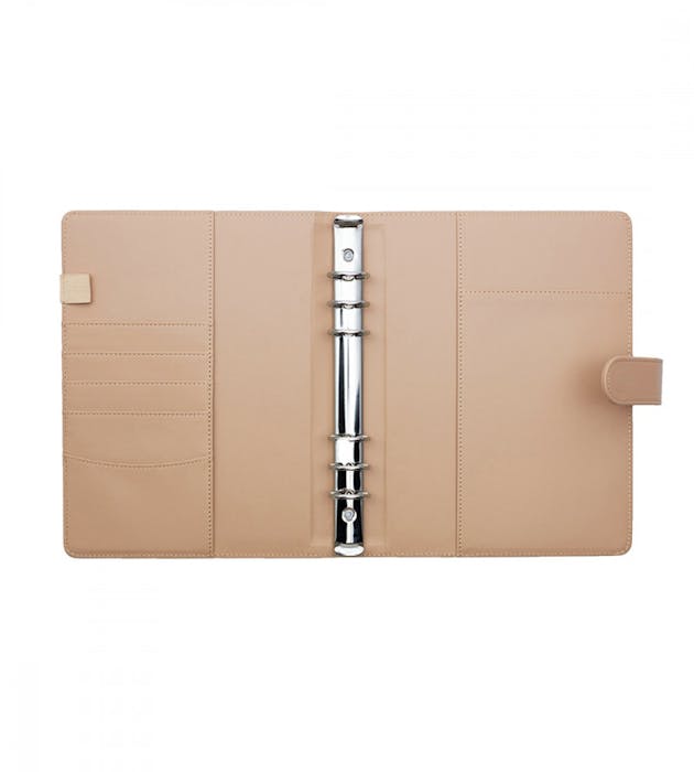 Stylish Beige Ring Binder in PU Leather