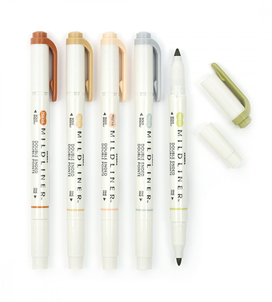 Highlighter Zebra Mildliner Neutral Set 5 Pack